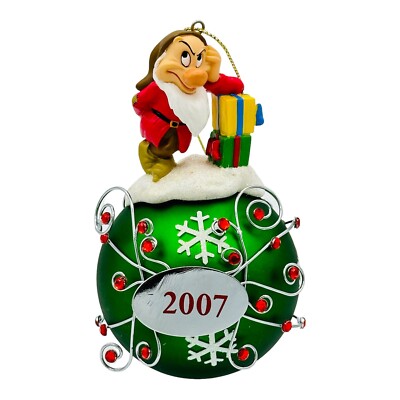 Disney Christmas Grumpy Wire Wrap 2007 Glass Ornament Retired NEW In ...