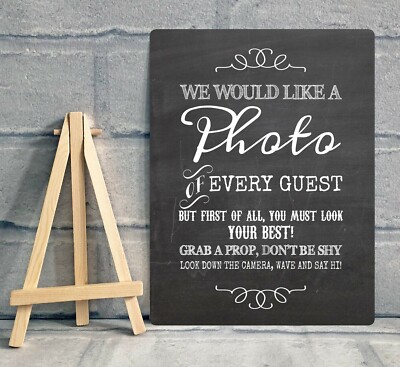 A5 Photo Booth Selfie Wedding Party Props Table Metal Sign With Easel ...