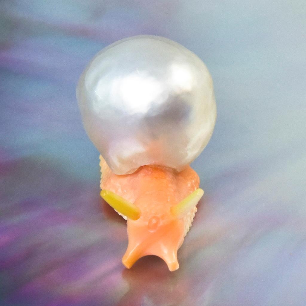 South Sea Baroque Pearl & Carved Apricot Syrix Trumpet Shell Snail ...