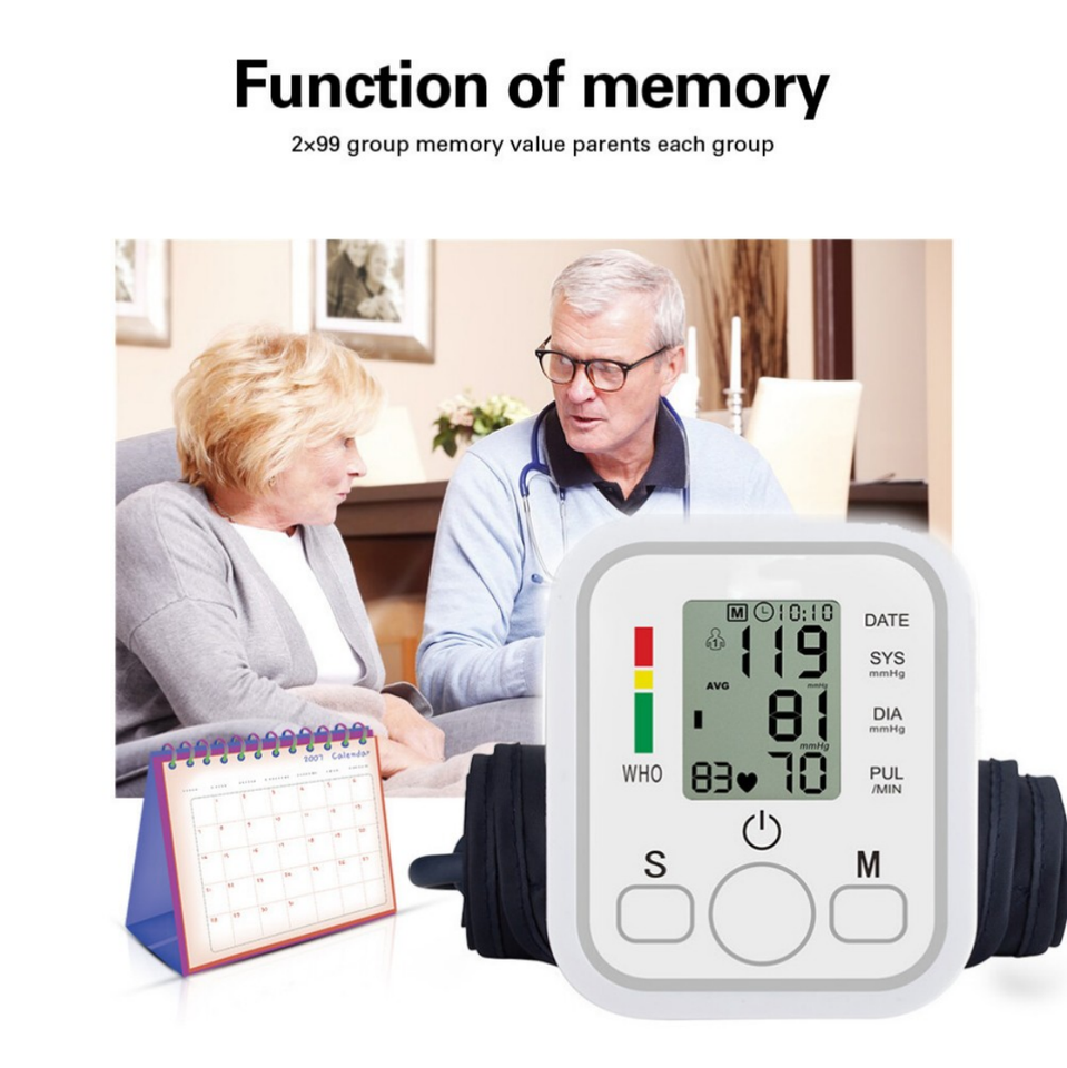 Digital Automatic Blood Pressure Monitor Upper Arm BP Machine Heart ...