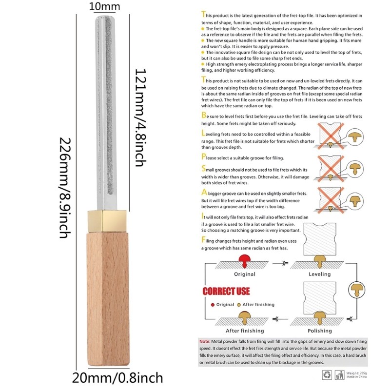 Guitar Fret Crowning File Fret Edge File with Fret Protector Enduring ...