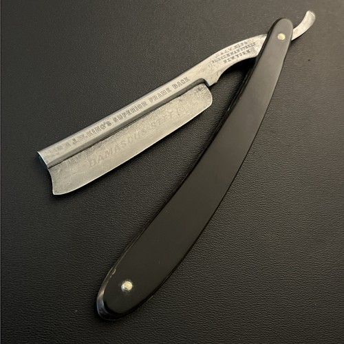 💥EXC. Vintage J.W. KING Damascus Bld. Frame-Back Antique HORN Straight ...