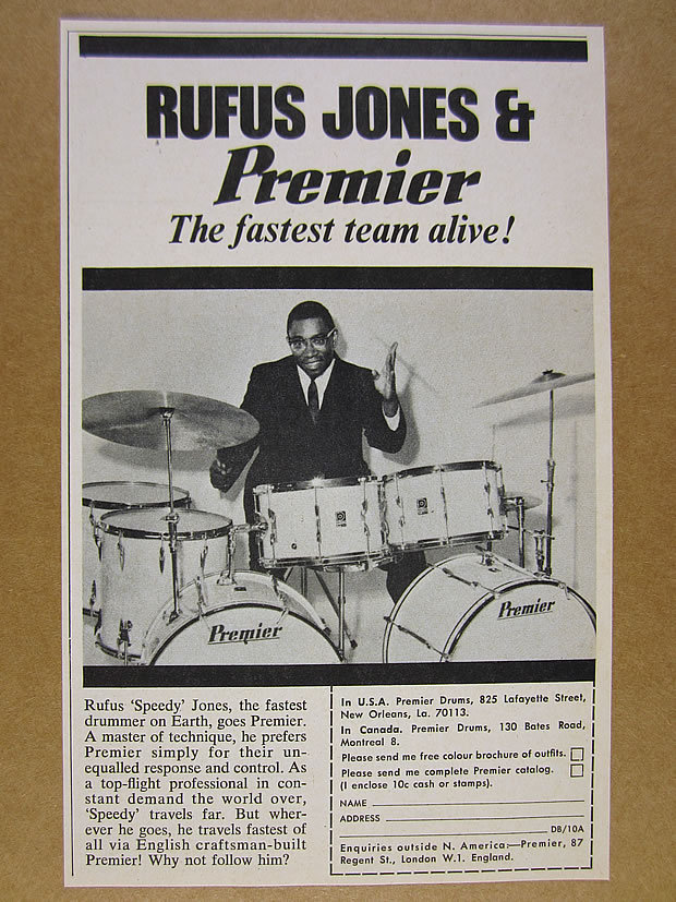 1966 Rufus Jones photo Premier Drums drum set vintage print Ad | eBay