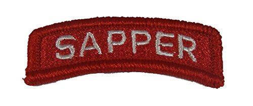 US ARMY SAPPER TAB PATCH RED WHITE COMBAT ENGINEER 12B ESSAYONS | eBay