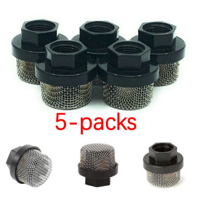 5-pack ASP Inlet Screens compatible to Graco 246385. 7/8" UNF nylon cap ...