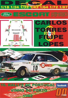 DECAL FORD ESCORT RS 1800 MKII C.TORRES R.PORTUGAL 1982 4th (08) | eBay