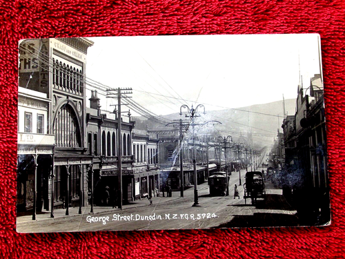 GEORGE STREET DUNEDIN NEW ZEALAND [FGR5724] BLACK & WHITE POSTCARD [429 ...
