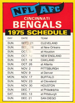 CINCINNATI BENGALS 1975 TOPPS TEAM CHECKLIST HAND CUT | eBay