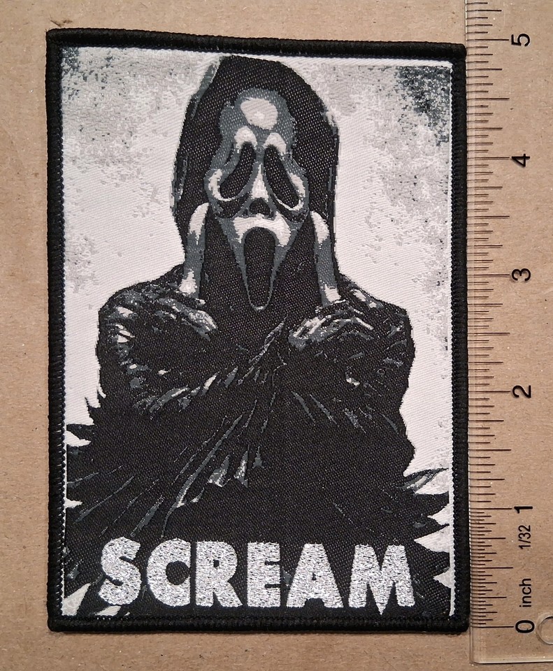 Scream Movie Ghost Face Metallic Silver Letters Woven Patch | eBay