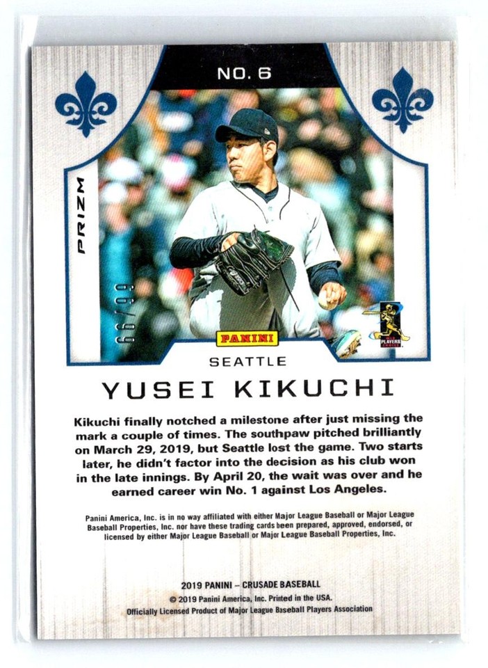 2019 Panini Chronicles #6 Yusei Kikuchi Crusade Blue Ice #/99 Seattle ...