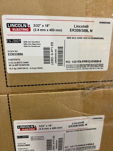 Lincoln Electric ER309 3/32” X 18” Stainless Welding Rod ER309L ...