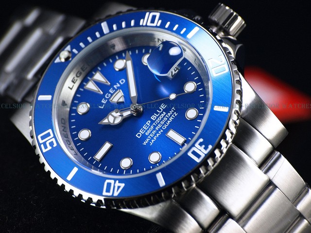 Legend Men's 200m Deep Blue Diver Egyptian Blue Dial Miyota Quartz SS ...