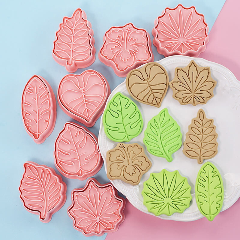 8Pcs Plant Leaves Cookie Cutter Biscuit Mold Press Stamp Fondant Cake ...