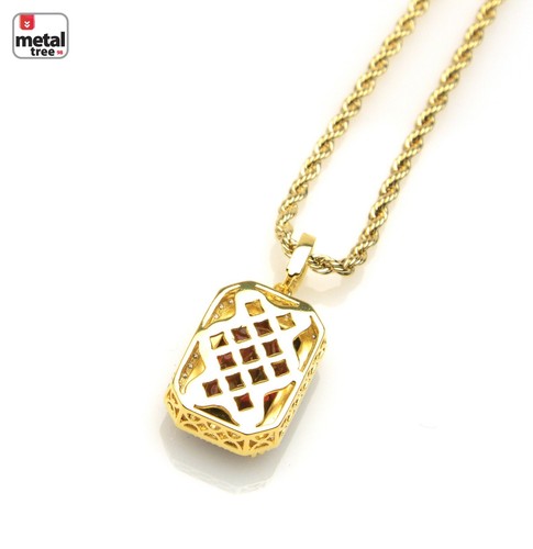 Men's 14k Gold Hip Hop Mini Red Ruby Pendant 20" Chain Necklace SET BCH ...