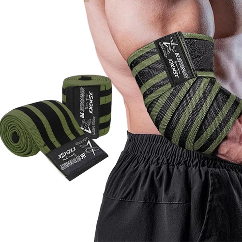 Elbow Wraps for Weightlifting, Bench Press, Cross One Size, Arm Green ...