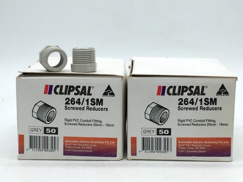 Clipsal 264/1SM Screwed Reducers 20 - 16mm Grey Rigid PVC x100 pcs ...