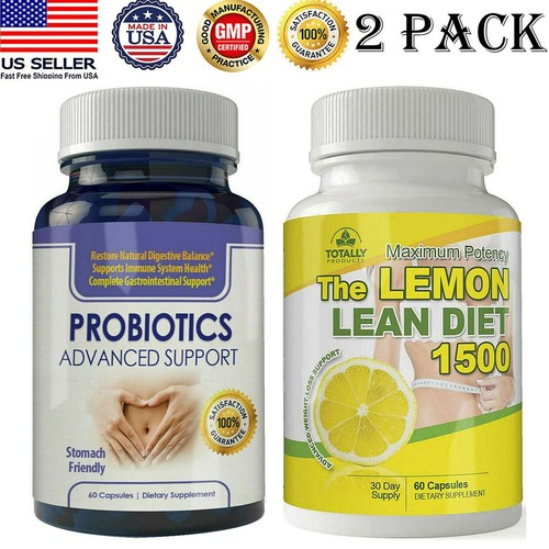 Probiotic Digestive Support & Lemon Lean Diet Fat Burner Weight Loss Supplements | eBay