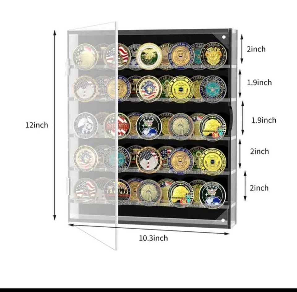 Wall Mounted Clear Challenge Coin Collector Display Case, Hanging ...