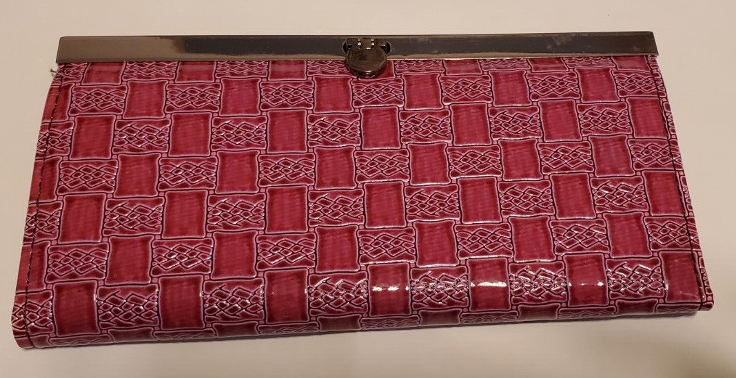 I Squared Tab Lock Long Wallet Dark Pink Rectangle CC Holder New | eBay
