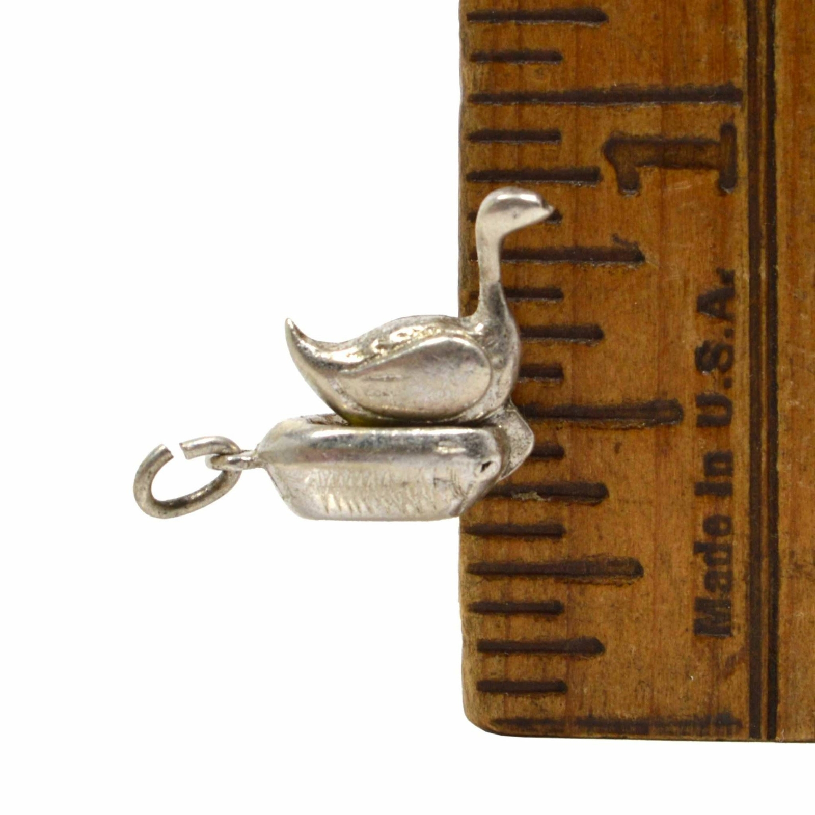 Vintage STERLING SILVER BRACELET CHARM Articulated 'GOOSE w/ GOLDEN EGG ...
