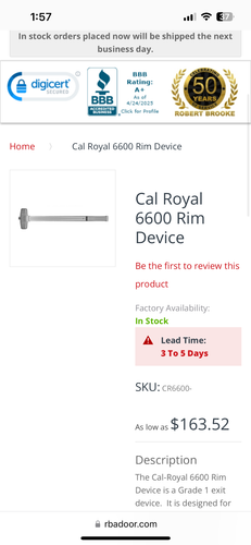 Cal royal door push bar panic exit device | eBay