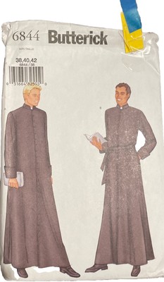 OOP Mens Priest Clergy Cassock Robe Butterick Pattern 6844 Size 38-40 ...