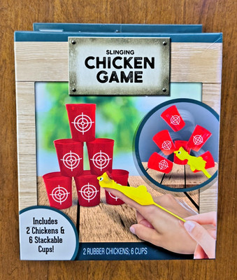 Slinging Chicken Game - 6 Stackable Cups, 2 Rubber Chickens Brand New ...