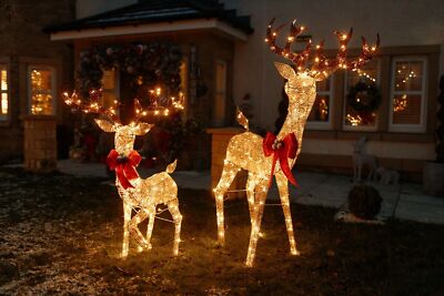 Christmas LED Reindeer Decoration Light Up Stag Ornaments Outdoor ...