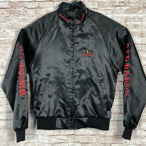 Vintage Pla-Jac by Dunbrooke Red Baron Winston Cup Black Jacket Nascar ...