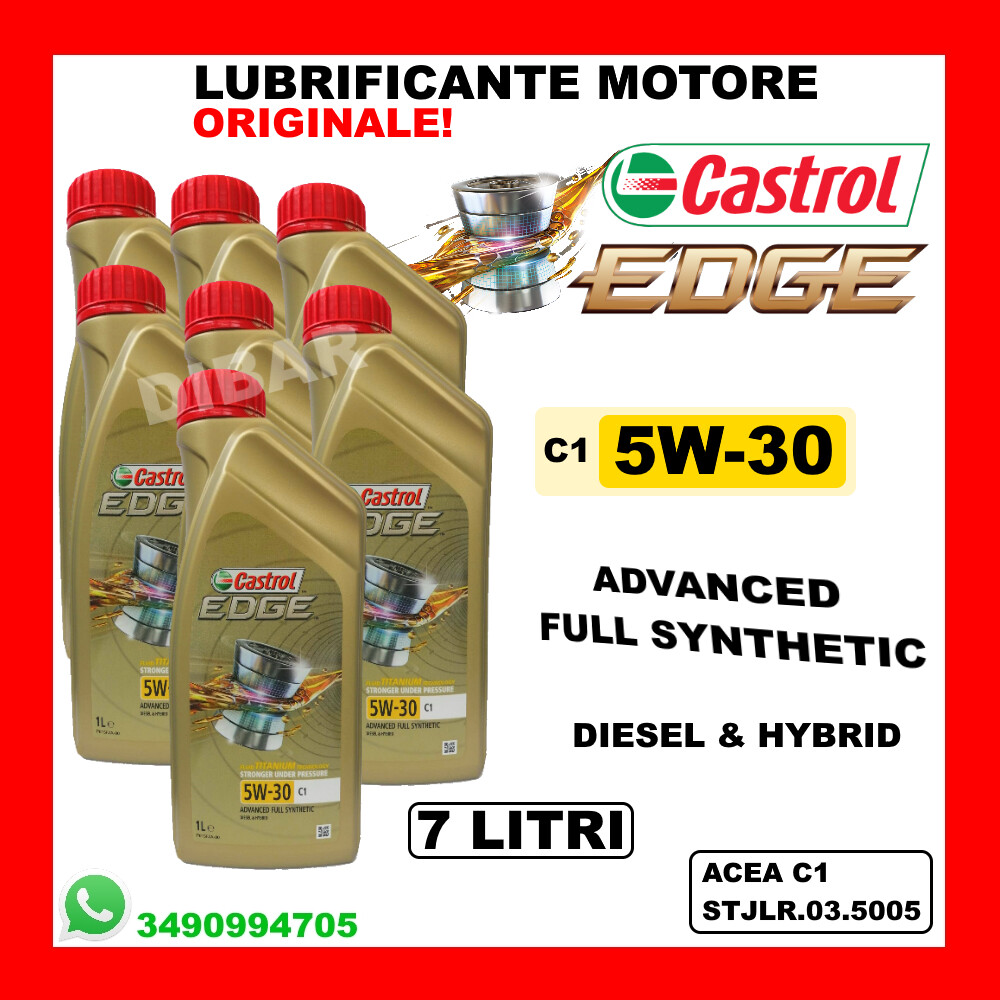 LUBRIFICANTE CASTROL EDGE 5W30 C1 SINTETICO ACEA C1 STJLR.03.5005 DA 7 ...