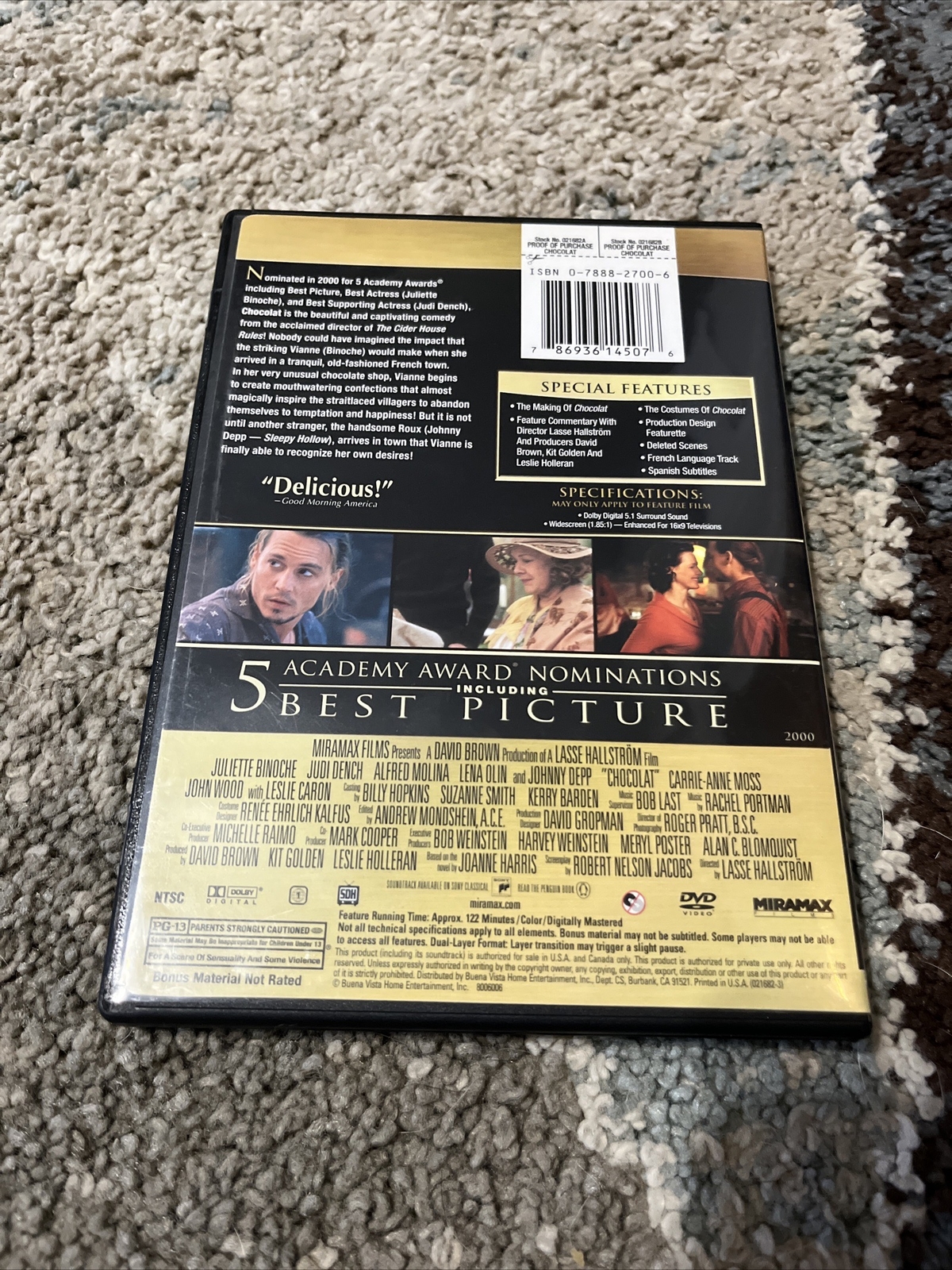 Chocolat (DVD, 2001) Miramax Award Winning Collection Deleted Scenes ...