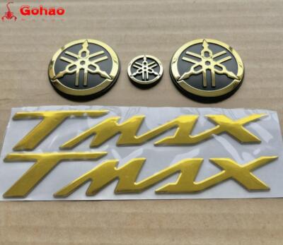 GOLD KIT 2 RESIN TMAX STICKERS WRITTEN + 3 FORKS BADGE 3D LOGO FOR TMAX ...