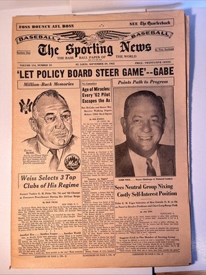 Sporting News September 29, 1962 George Weiss Mets Gabe Paul (B179) | eBay