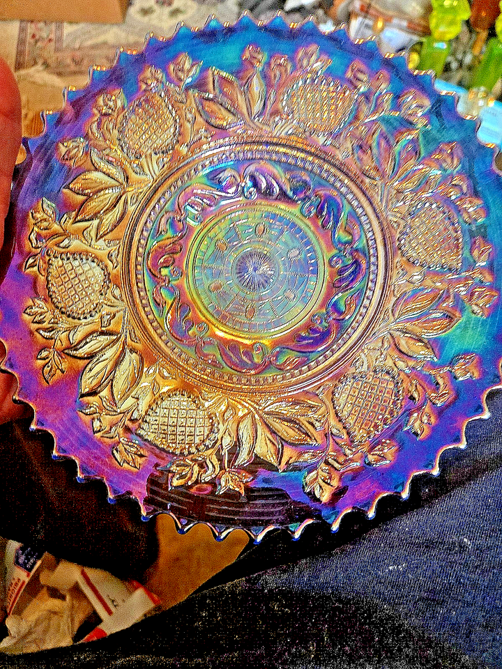 DUGAN BLUE RADIUM IRIDESCENT PLATE w/ELECTRIC IRIDESCENCE AND ...