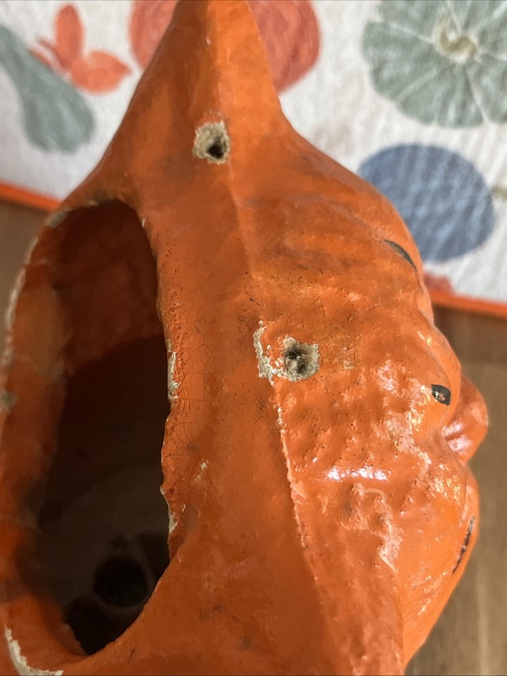 Vintage Antique Paper Mache Orange Cat on Fence Halloween Lantern RARE ...