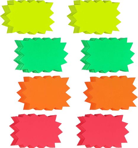 100 Pieces Starburst Signs Star Burst Signs Fluorescent Neon Paper for ...