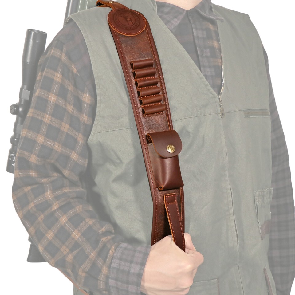 Tourbon PU Leather Rifle Sling Gun Strap/Swivels/Ammo Holder Cheek Rest ...