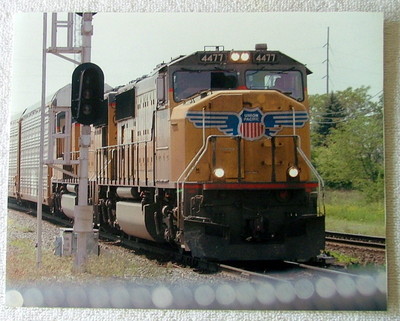 COLOR PHOTOGRAPH UNION PACIFIC RAILROAD TRAIN LOCOMOTIVE NO 4477 OHIO # ...