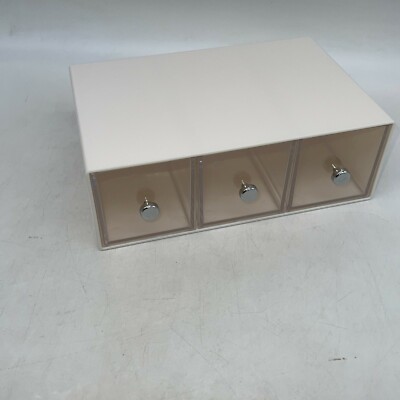 Tabletop White Plastic Cosmetic And Makeup Organizer Storage Box Size ...