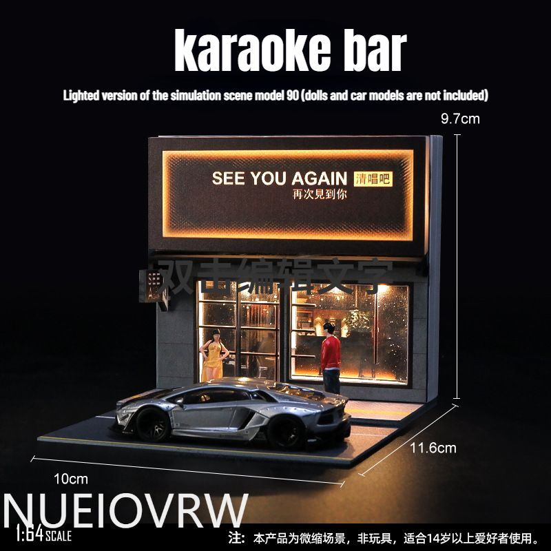 1:64 Diorama Diecast Car Parking Lot Model LED City Street Building ...