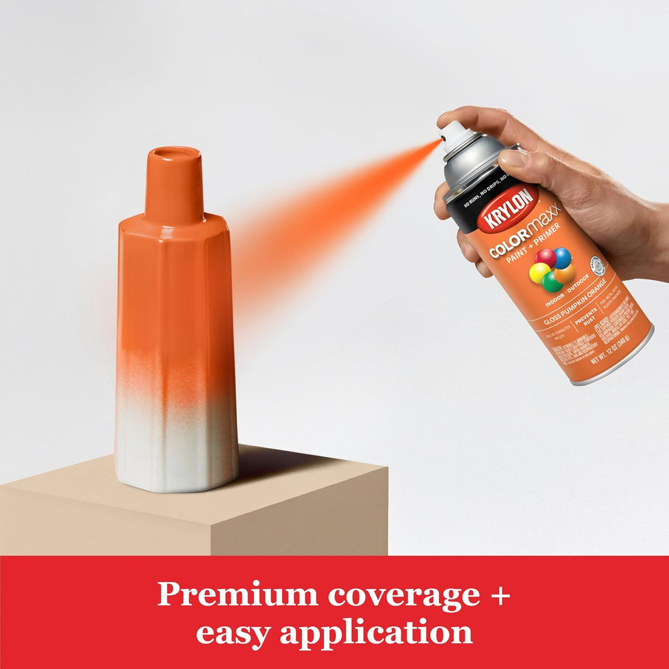 Colormaxx Gloss Spray Paint + Primer, Pumpkin Orange, 12 oz | eBay