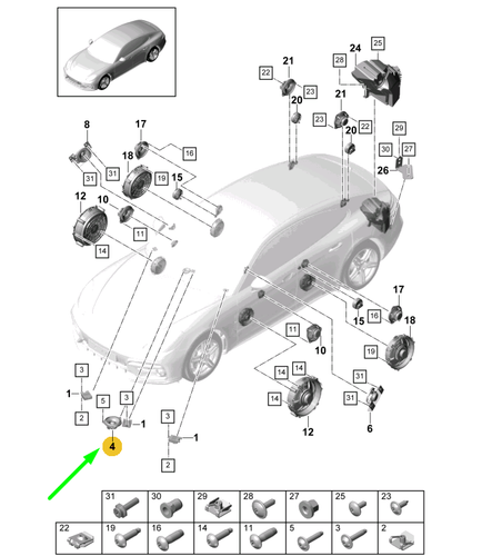 New PORSCHE PANAMERA 971 Front Mid Tone Speaker 971035415C | eBay