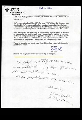 FAN LETTER RESPONSE- DON BUDDIN, BOSTON RED SOX: TED WILLIAMS, BAS ...