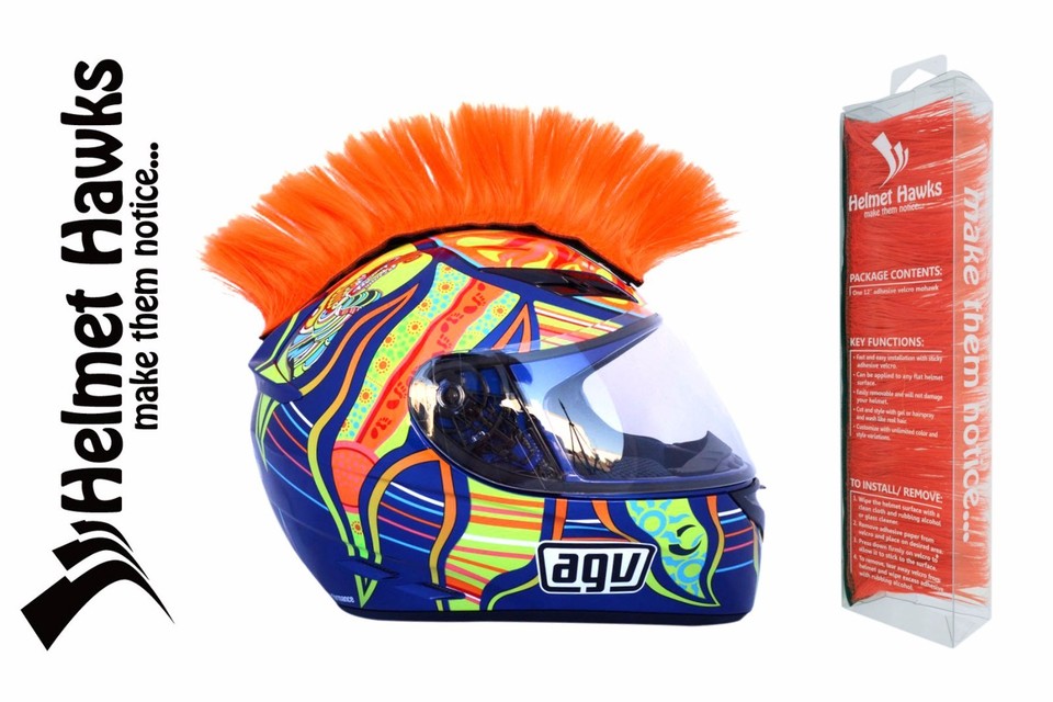 Helmet Hawks ™ Colorful Mohawk for Motorcycle Ski Snowboard Paintball ...