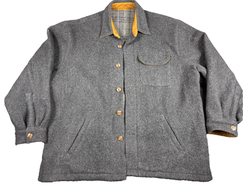 Devon Harris Coat Mens XXL Wool Jacket Gray Full Zip Suede Leather Collar Lined | eBay