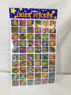 NEW Pokemon Laser Sticker Sheet 60 Pieces Pikachu Foil Hologram Set ...
