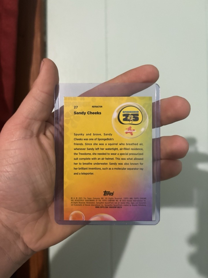 2025 Topps Chrome SpongeBob Sandy Cheeks Flower Cloud Fractor Mint Rare ...