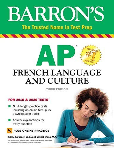 BARRON'S AP FRENCH LANGUAGE AND CULTURE WITH ONLINE TEST & By Kurbegov ...