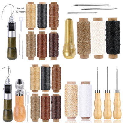 Leather Sewing Awl Thread Kit manual machine Stitcher Shoemaker Repair ...