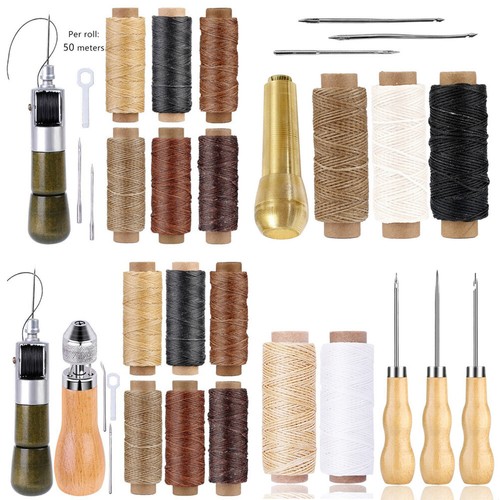Leather Sewing Awl Thread Kit manual machine Stitcher Shoemaker Repair ...
